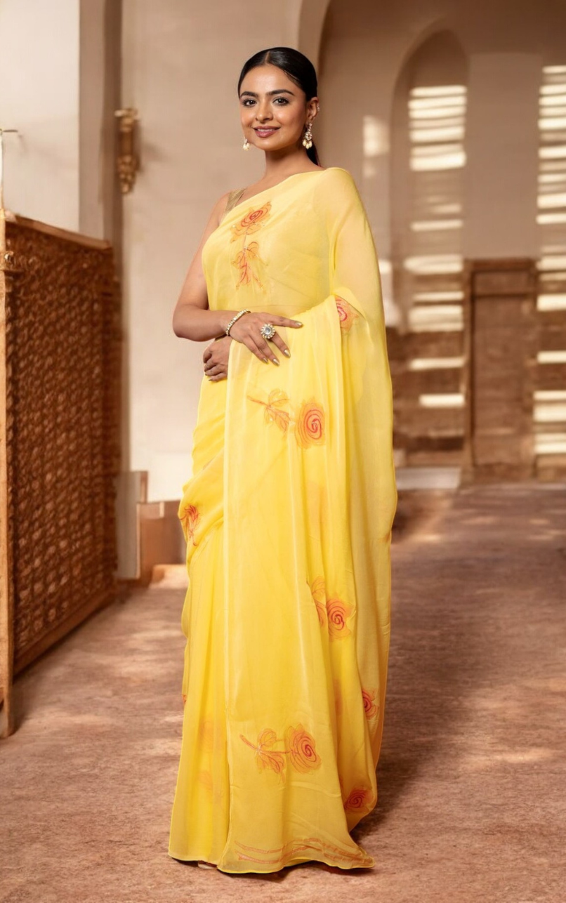 Plain Chiffon Sarees Under 2000 - YUVTI by Bhupendra Singh