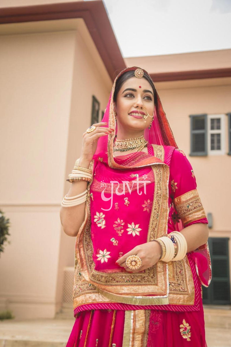 Buy Pink Laffa Zardosi Poshak | Best Rajputi Poshaks | YUVTI – YUVTI by ...